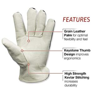 Lincoln Electric Welders Leather Drivers Gloves | Top Grain & Split Leather | Cotton Liner | Large | K3770-L, White