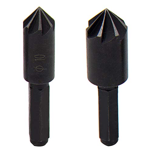 Stainless Steel Hand Tool Countersink Drill Bits, 2Pcs Carbon Steel Chamfer Hex Handle Countersink Boring Set Drill Bit Tools