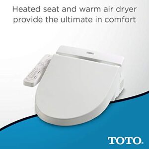 TOTO SW2033R#01 C100 Electronic Bidet Toilet Cleansing Water, Heated Seat, Deodorizer, Warm Air Dryer, and PREMIST, Round, Cotton White