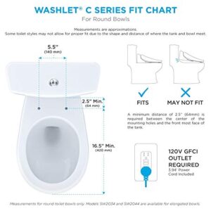 TOTO SW2033R#01 C100 Electronic Bidet Toilet Cleansing Water, Heated Seat, Deodorizer, Warm Air Dryer, and PREMIST, Round, Cotton White