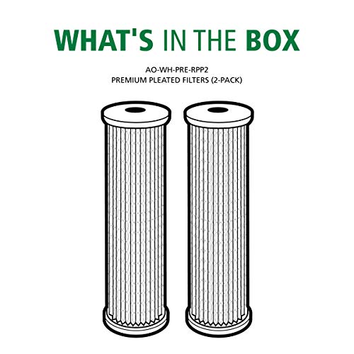 AO Smith 2.5"x10" 40 Micron Sediment Water Filter Replacement Cartridge - 2 Pack - For Whole House Filtration Systems - AO-WH-PRE-RPP2