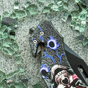 SE Spring Assisted Clip Point Folding Knife with Howling Wolf Design - KFD20023-8