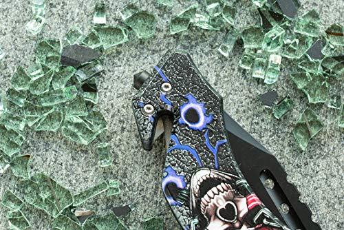 SE Spring Assisted Clip Point Folding Knife with Howling Wolf Design - KFD20023-8