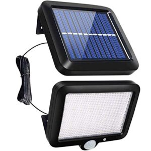 aozbz solar power wall light, outdoor motion sensor light 56 leds securtiy night light separable solar panel light for patio yard deck garage driveway porch fence