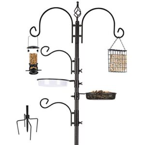 ERYTLLY Bird Feeding Station Kit Bird Feeder Pole Wild Bird Feeder Hanging Kit Planter Hanger Multi Feeder Hanging with Metal Suet Feeder Bird Bath for Attracting Wild Birds