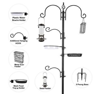 ERYTLLY Bird Feeding Station Kit Bird Feeder Pole Wild Bird Feeder Hanging Kit Planter Hanger Multi Feeder Hanging with Metal Suet Feeder Bird Bath for Attracting Wild Birds