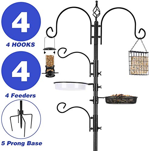 ERYTLLY Bird Feeding Station Kit Bird Feeder Pole Wild Bird Feeder Hanging Kit Planter Hanger Multi Feeder Hanging with Metal Suet Feeder Bird Bath for Attracting Wild Birds