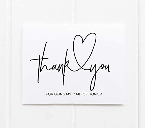 Thank You For Being My Maid of Honor Wedding Day Card, From Bride, Bridal Party Gift Idea