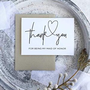 Thank You For Being My Maid of Honor Wedding Day Card, From Bride, Bridal Party Gift Idea