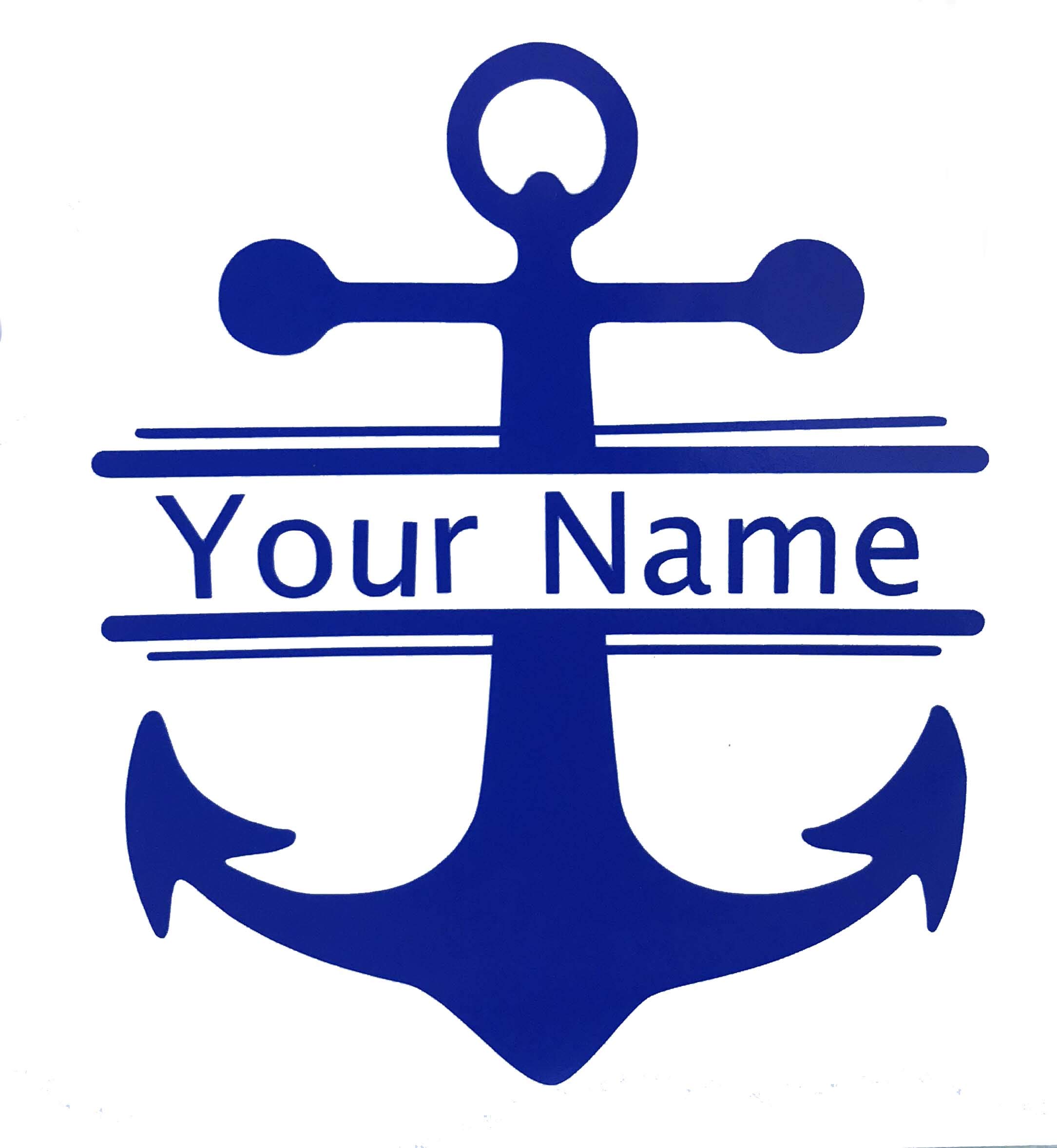 Personalized Nautical Anchor Name Vinyl Decal - Custom Boating Bumper Sticker, for Tumblers, Laptops, Car Windows