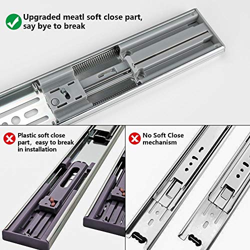 LONTAN 10 Pairs Soft Close Drawer Slides 20in SL4502S3-20 Ball Bearing and Full Extension Dresser Drawer Slides 100lb Capacity Heavy Duty Drawer Slides for Cabinet