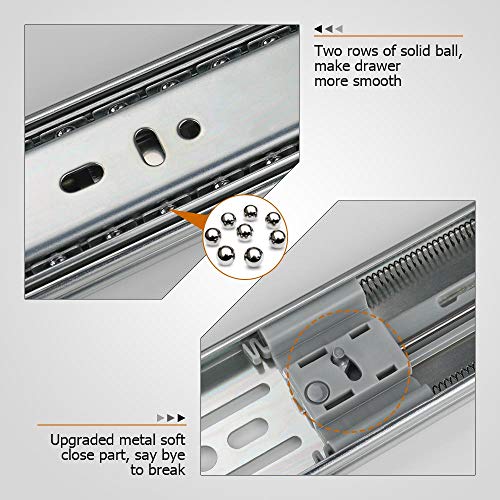 LONTAN 10 Pairs Soft Close Drawer Slides 20in SL4502S3-20 Ball Bearing and Full Extension Dresser Drawer Slides 100lb Capacity Heavy Duty Drawer Slides for Cabinet