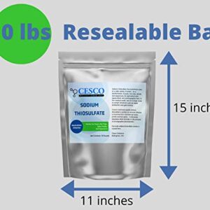 Pool Dechlorinator Sodium Thiosulfate Pentahydrate 10 lbs by Cesco Solutions - Premium Chlorine Neutralizer for Pools, Aquarium, Pond - Technical-Grade Chlorine Remover for Hot Tubs - Bulk Package