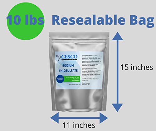 Pool Dechlorinator Sodium Thiosulfate Pentahydrate 10 lbs by Cesco Solutions - Premium Chlorine Neutralizer for Pools, Aquarium, Pond - Technical-Grade Chlorine Remover for Hot Tubs - Bulk Package