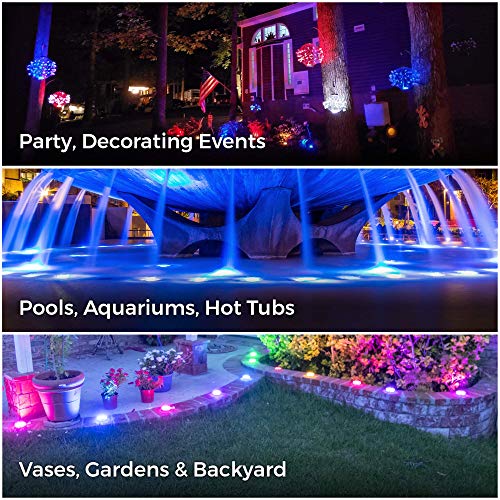 EFX LED Waterproof Lights - Multicolor Accent Submersible LED Lights - Premium Indoor & Outdoor Battery Operated Lights - LED Puck Light for Events, Patio, Pool, Hot Tub, Shower - 4-Pack