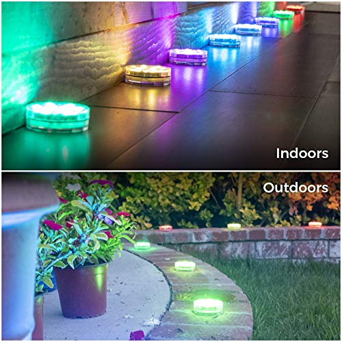 EFX LED Waterproof Lights - Multicolor Accent Submersible LED Lights - Premium Indoor & Outdoor Battery Operated Lights - LED Puck Light for Events, Patio, Pool, Hot Tub, Shower - 4-Pack