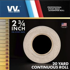 World Abrasive – Premium – 150 Grit Longboard Continuous Sandpaper Roll 2-3/4 inch x 20 Yards PSA Adhesive Sticky Backing (Auto, Marine, Aircraft, Wood, Metal, Plastic)