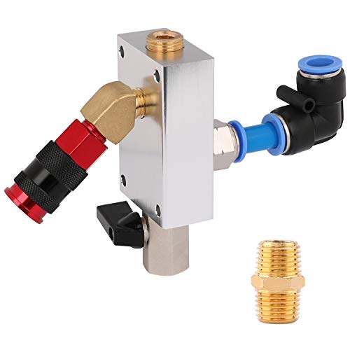 Hromee Compressed Air Outlet Kit for 1/2-Inch Tubing System with 1/4-Inch NPT Outlet Port, Air Push To Connect Outlet Block Set with Elbow NPT Straight and Universal Coupler