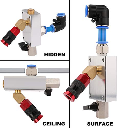 Hromee Compressed Air Outlet Kit for 1/2-Inch Tubing System with 1/4-Inch NPT Outlet Port, Air Push To Connect Outlet Block Set with Elbow NPT Straight and Universal Coupler