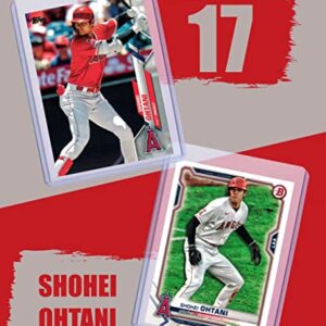 Shohei Ohtani Baseball Cards (5) ASSORTED Los Angeles Angels Trading Card and Wristbands Gift Bundle