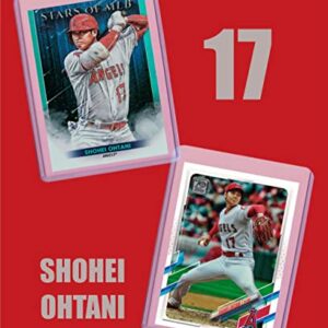 Shohei Ohtani Baseball Cards (5) ASSORTED Los Angeles Angels Trading Card and Wristbands Gift Bundle