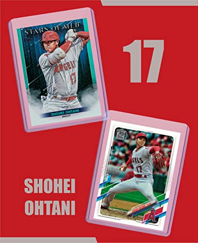 Shohei Ohtani Baseball Cards (5) ASSORTED Los Angeles Angels Trading Card and Wristbands Gift Bundle