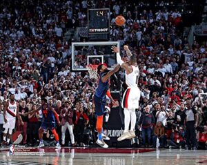 damian lillard trail blazers game-winning 3-point shot v. thunder 8" x 10" basketball playoffs photo