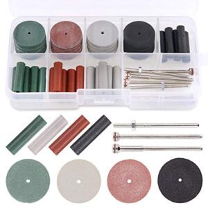 swpeet 46pcs polishing wheels kit, 40pcs 4 colors mixed lab beauty silicone rubber polishing wheels and polishing particle + 6 mandrel shank perfect for rotary hand pieces rotary tool