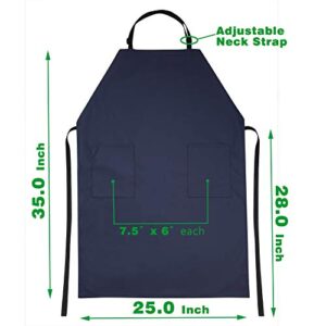 Waterproof Rubber Vinyl Apron W/ 2 Pockets - Lab Apron for DishWashing,Grooming Blue