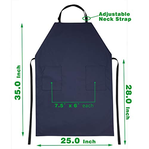 Waterproof Rubber Vinyl Apron W/ 2 Pockets - Lab Apron for DishWashing,Grooming Blue