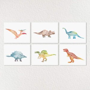 boy room decorations, dinosaur decor, dinosaur wall art, boy nursery decor, dinosaur wall decor, boy nursery art, print sets, watercolor, 8x10inch unframed - set of 6