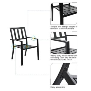 PHI VILLA 5 Piece Metal Patio Dining Set 37" Square Patio Bistro Table and Garden Backyard Chairs - Umbrella Hole 1.57"