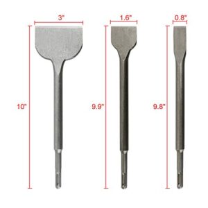 YaeTek SDS Plus Hammer Drill Chisel Set 6pcs with Tile Chisel, Gouge Chisel, 2pc Wide Chisel, Flat Chisel, Point Chisel - Rotary Hammer SDS Plus Bits Set