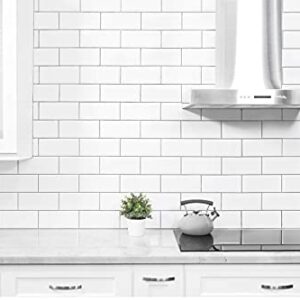 STICKGOO 10-Sheet Peel and Stick Subway Tile, Stick on Tiles Backsplash for Kitchen & Bathroom in White (Thicker Design)