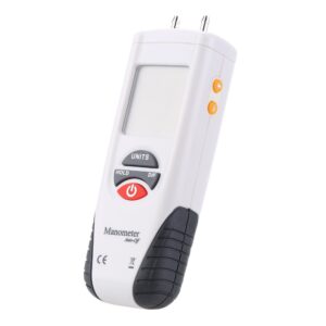 Digital Manometer, Portable Handheld Air Vacuum/Gas Pressure Gauge Meter 11 Units with Backlight, ±13.78kPa ±2PSI, Suitable for Differential Pressure of 1-2 Pipes, Ventilation HVAC