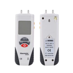 Digital Manometer, Portable Handheld Air Vacuum/Gas Pressure Gauge Meter 11 Units with Backlight, ±13.78kPa ±2PSI, Suitable for Differential Pressure of 1-2 Pipes, Ventilation HVAC