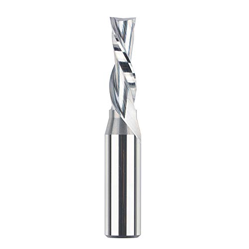 SpeTool Spiral Downcut Router Bits with 3/8 inch Cutting Diameter, 1/2 inch Shank HRC55 Solid Carbide CNC End Mill for Wood Small Cut, Carving