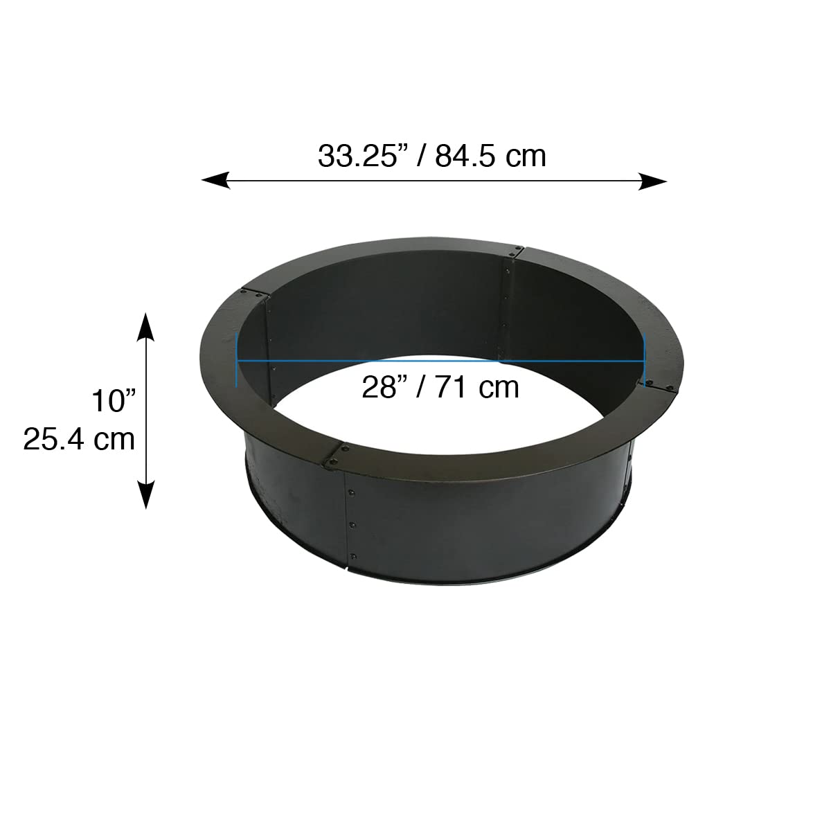 Blue Sky Outdoor Living PCFR3612 Round Finish Steel Fire Ring, Porcelain Coated Black