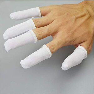 Onwon 100 Pieces Finger Cots Cotton Finger Guards Elastic Fabric Finger Gloves Finger Protection