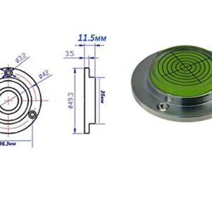 umei High precision horizontal bubble Aluminium Case Bullseye Spirit Bubble Surface Level Round Inclinometers for Surveying Instruments and Tribrachs, 50x11.5mm,