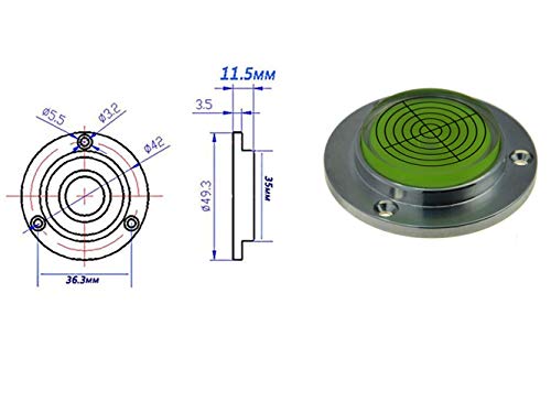 umei High precision horizontal bubble Aluminium Case Bullseye Spirit Bubble Surface Level Round Inclinometers for Surveying Instruments and Tribrachs, 50x11.5mm,