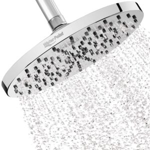 8 inch rainfall shower head by waterpoint - large high pressure water saving showerhead - brass swivel ball and polished chrome finish