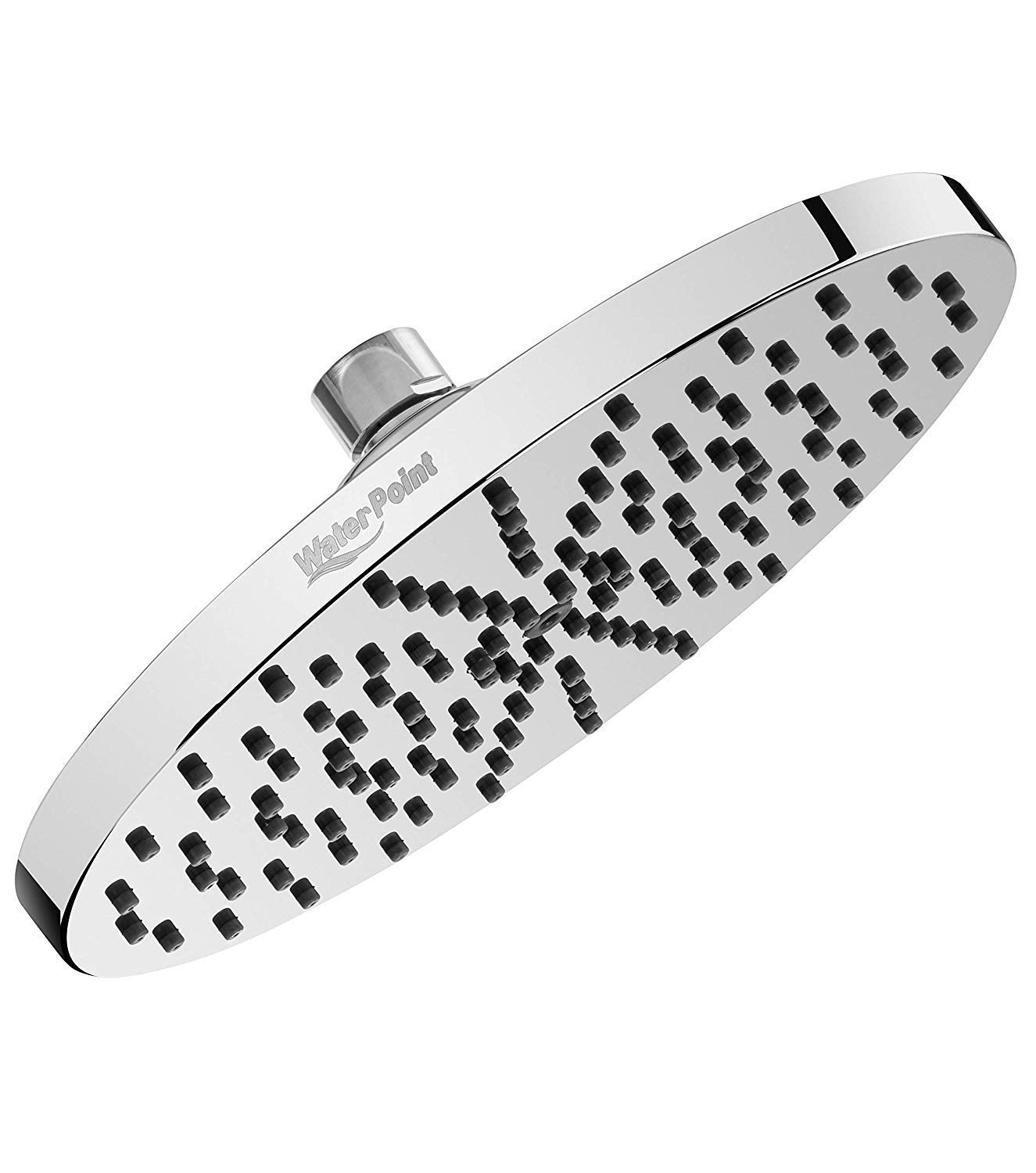 8 Inch Rainfall Shower Head by WaterPoint - Large High Pressure Water Saving Showerhead - Brass Swivel Ball and Polished Chrome Finish