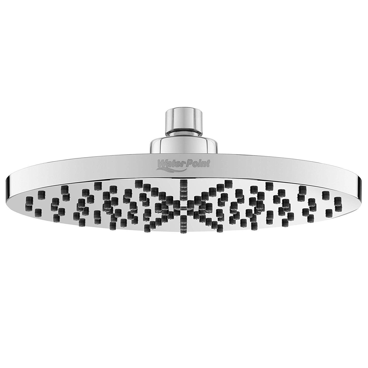 8 Inch Rainfall Shower Head by WaterPoint - Large High Pressure Water Saving Showerhead - Brass Swivel Ball and Polished Chrome Finish