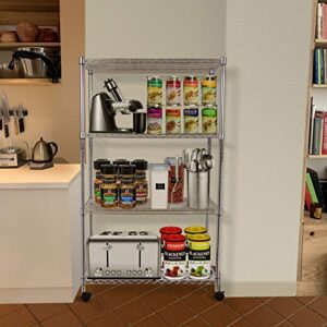 4-Tier Heavy Duty Storage Shelving Unit 1000Lb Capacity,Chrome,35.43" D x 17.72" W x 61.02" H inch