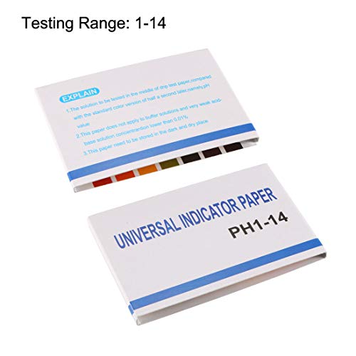 uxcell PH Test Strips 1-14 Indicator Paper Lab Litmus Tester 80in1 Kit for Water Food Pool Aquarium Testing Alkaline Acid 4pcs