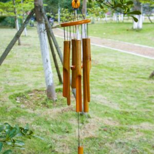 MUMTOP Bamboo Wind Chimes, Outdoor Wooden Wind Chime with Amazing Deep Tone for Garden, Patio, Home or Outdoor Decor