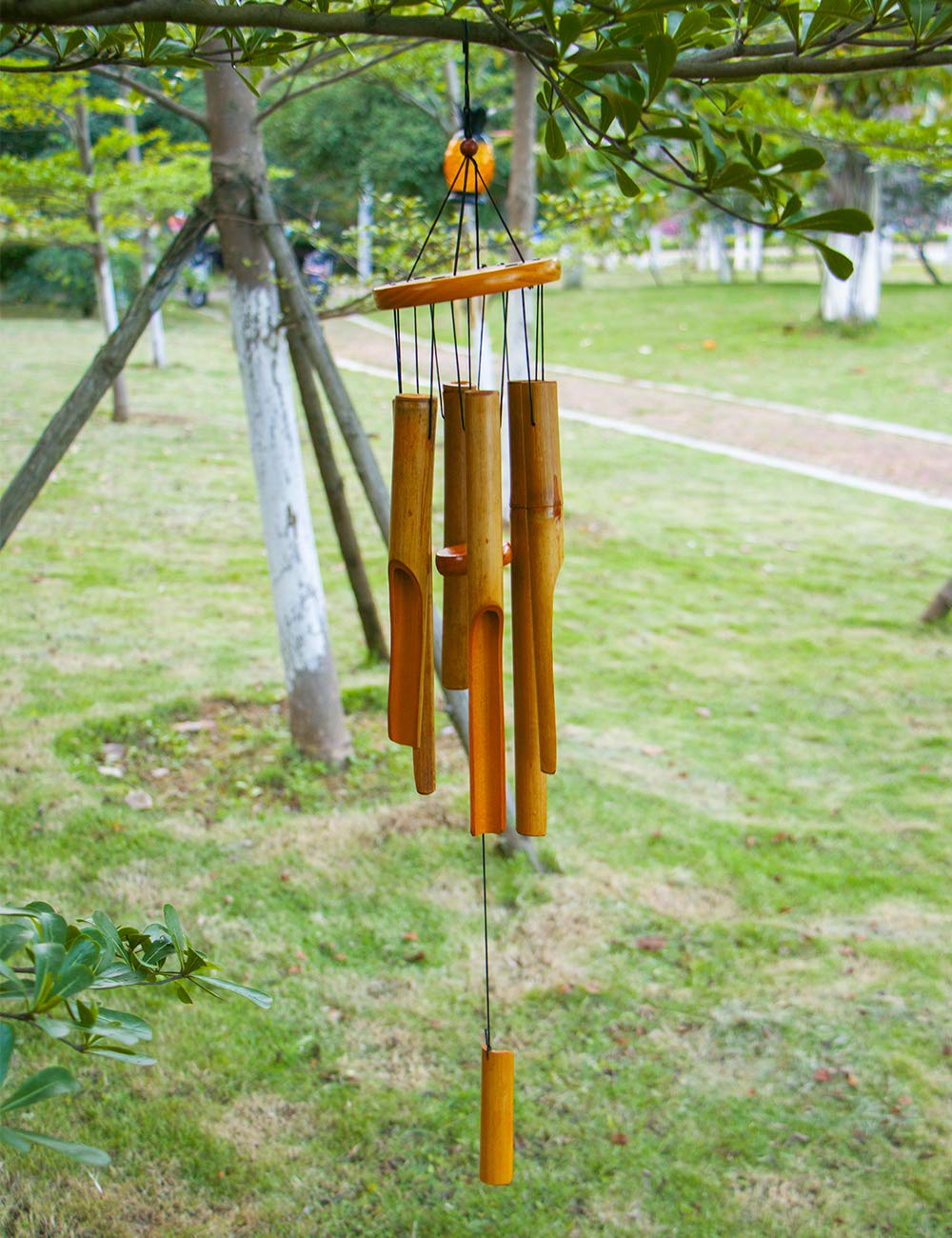 MUMTOP Bamboo Wind Chimes, Outdoor Wooden Wind Chime with Amazing Deep Tone for Garden, Patio, Home or Outdoor Decor