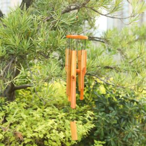 MUMTOP Bamboo Wind Chimes, Outdoor Wooden Wind Chime with Amazing Deep Tone for Garden, Patio, Home or Outdoor Decor