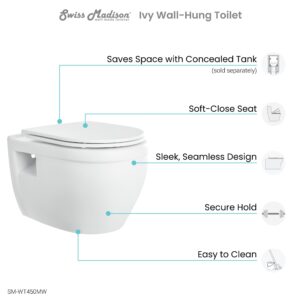 Swiss Madison Well Made Forever Ivy SM-WT450 Wall Hung Toilet, Glossy White